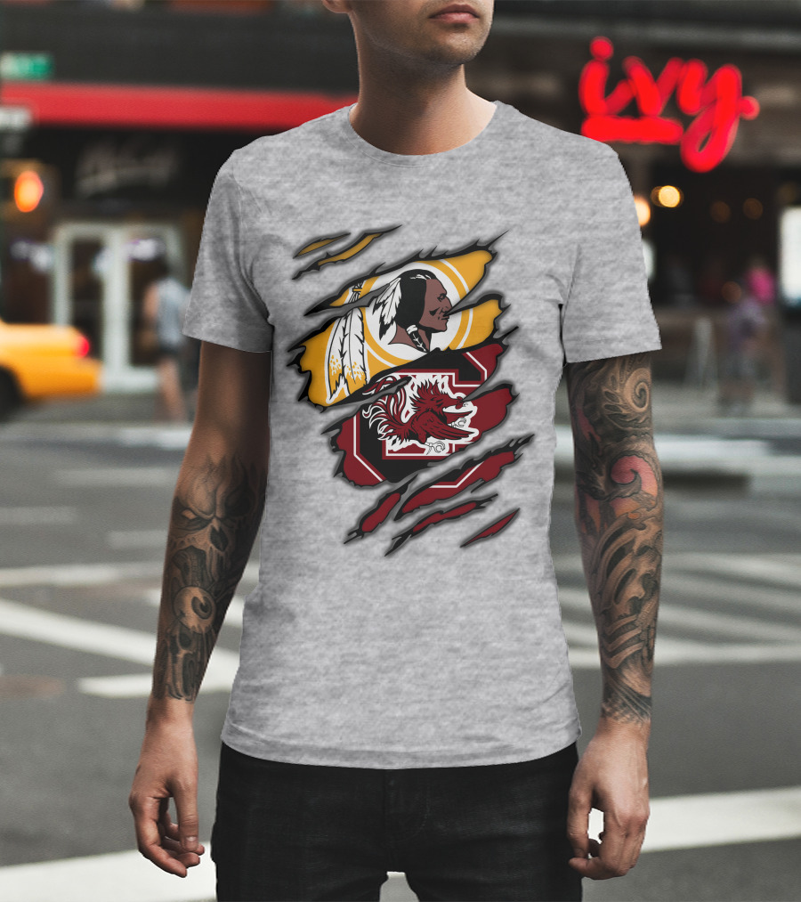 Redskins South Carolina Gamecocks Logo Mashup T-Shirt