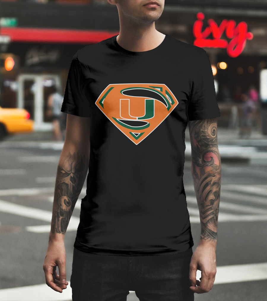 Superman Miami Hurricanes Logo Fusion T-Shirt