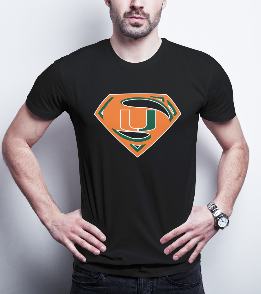 Superman Miami Hurricanes Logo Fusion T-Shirt