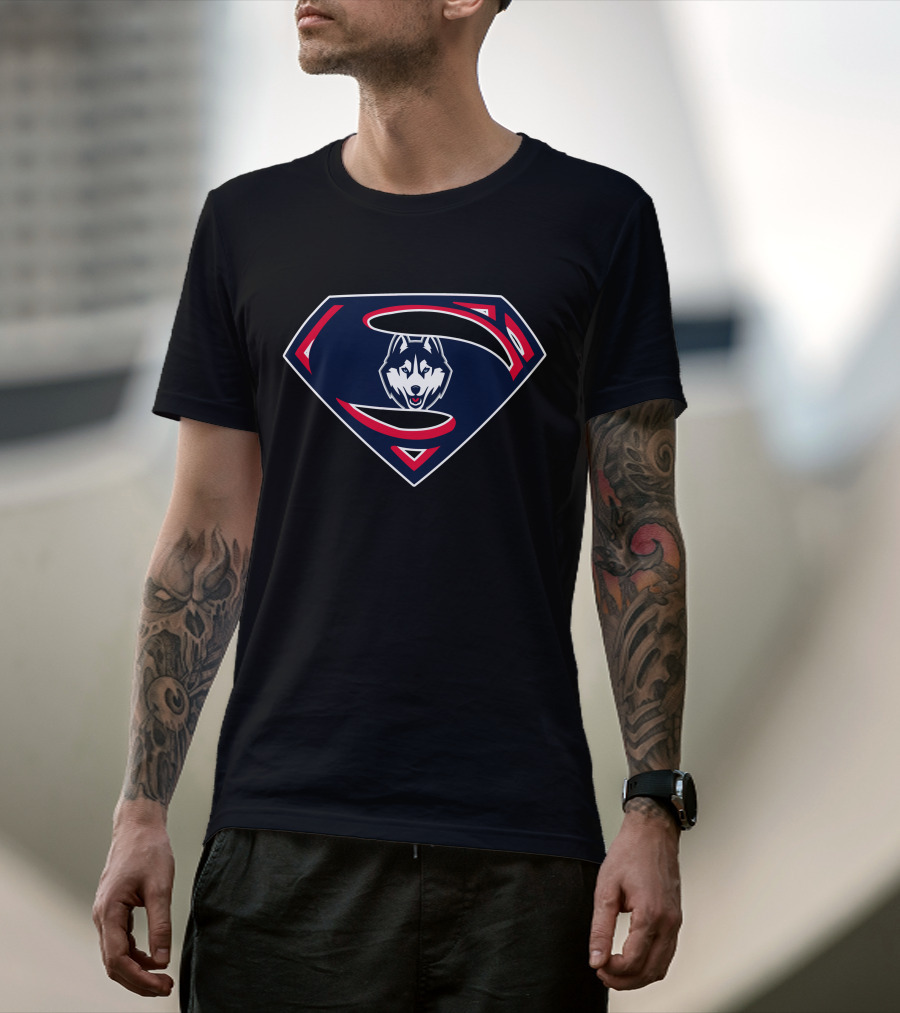 Superman Huskies Shield Logo Emblem T-Shirt