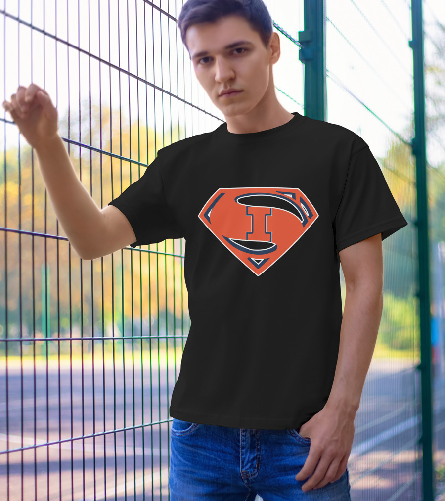 Superman Illinois Fighting Illini Logo Emblem T-Shirt