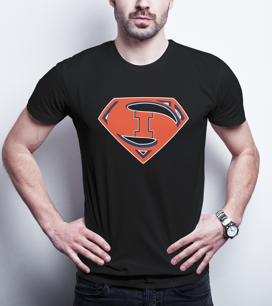 Superman Illinois Fighting Illini Logo Emblem T-Shirt