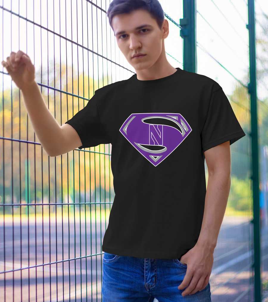 Superman NWildcats Purple Shield T-Shirt
