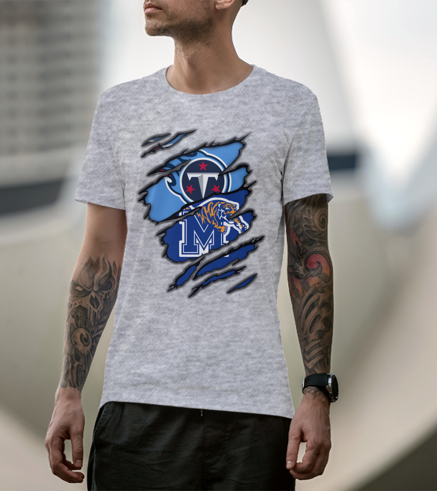 Tennessee Titans Memphis Tigers Claw Marks Logo Fusion T-Shirt