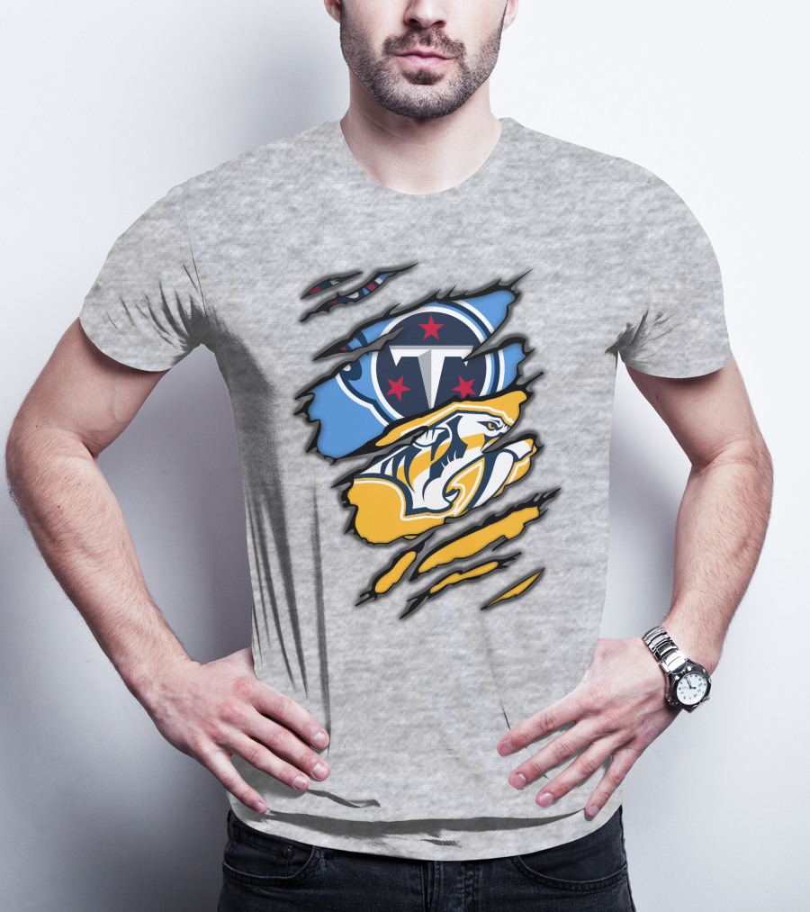 Tennessee Titans Nashville Predators Claw Logo Mashup T-Shirt