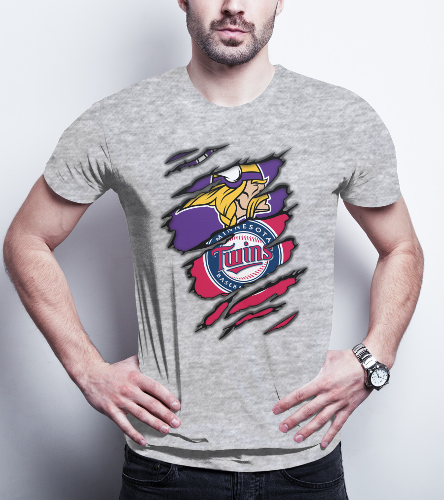 Minnesota Vikings And Twins Baseball Fusion T-Shirt