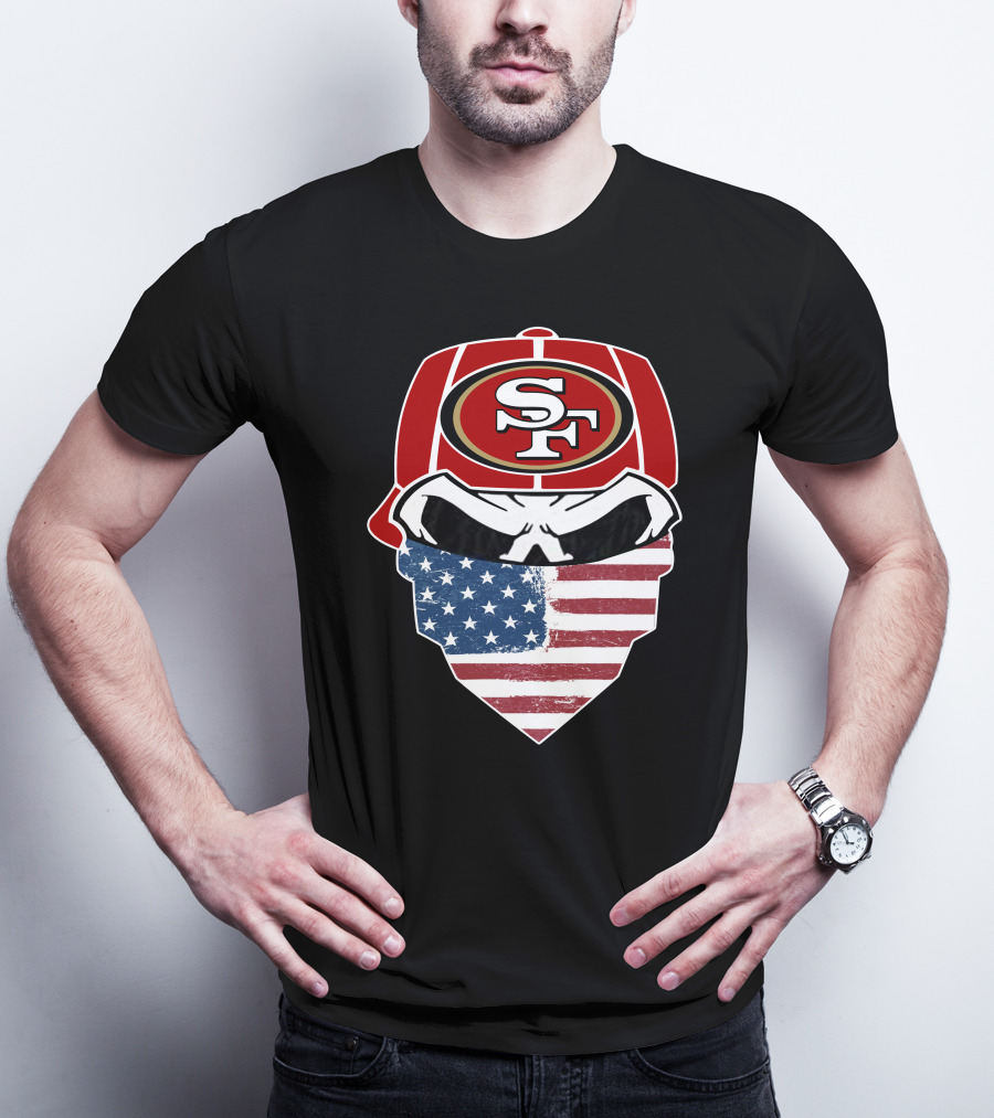49ers Skull Sf American Flag Bandana T-Shirt