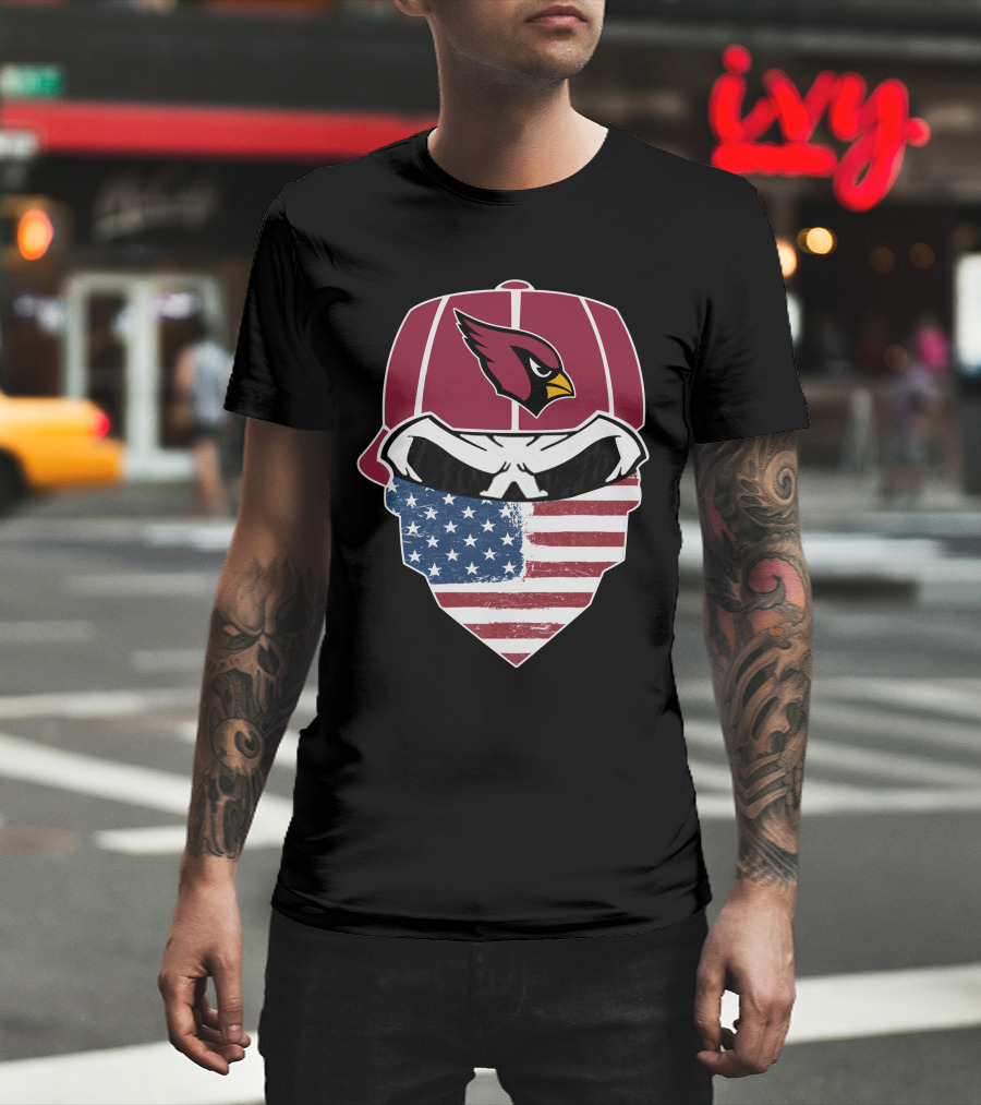 Cardinals Skull American Flag Bandana T-Shirt