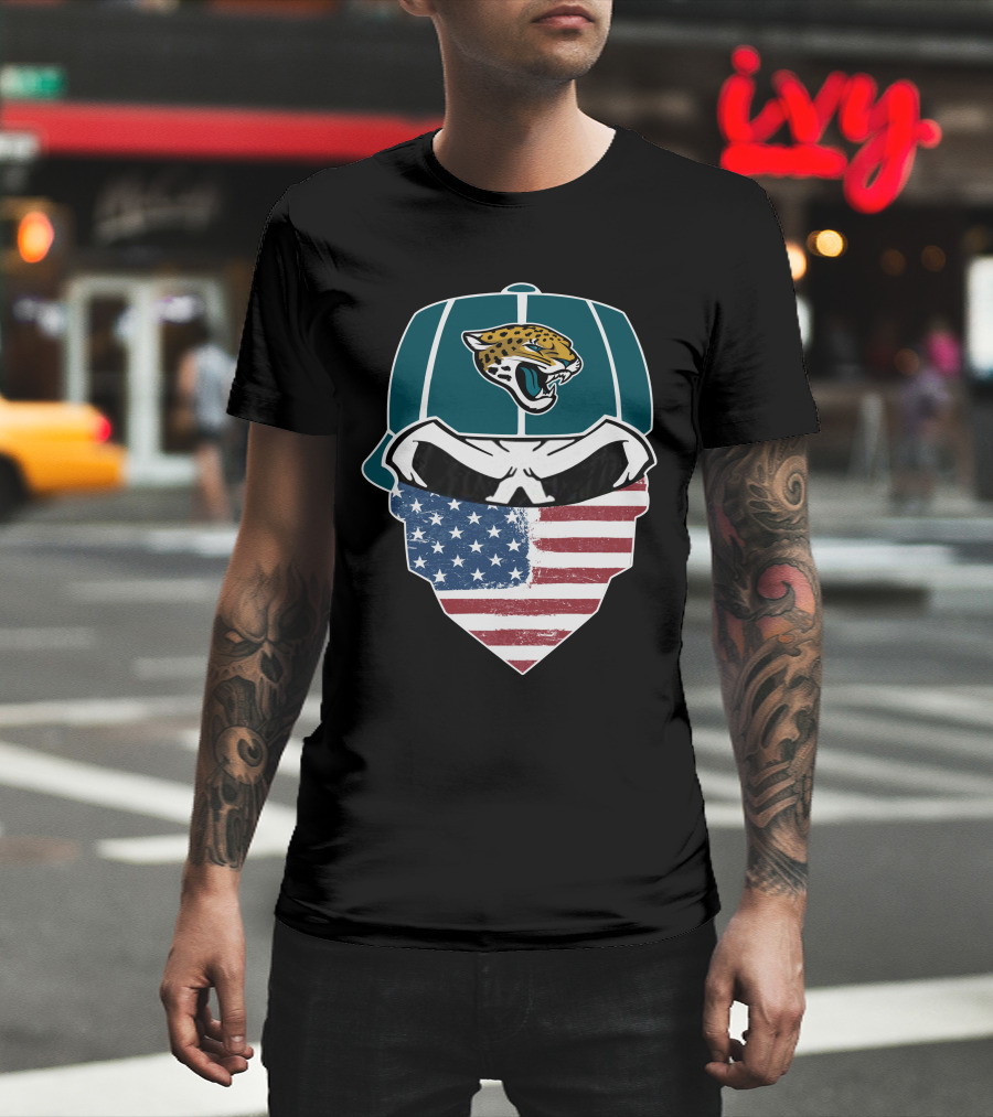 Jaguars Skull American Flag Bandana T-Shirt