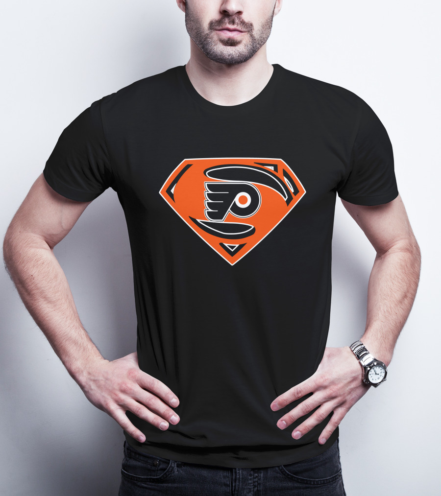 Superman Flyers Philadelphia Hockey Logo Fusion T-Shirt