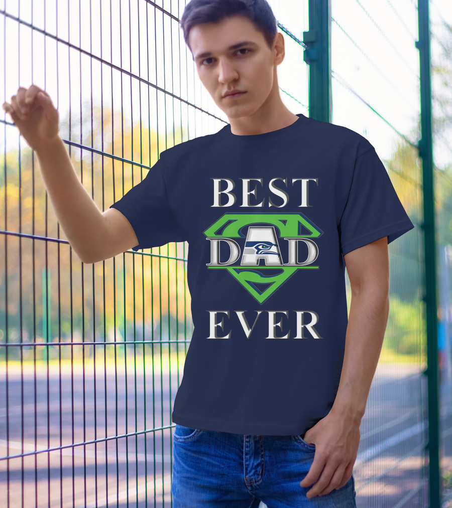 Seahawks Best Dad Ever Superhero T-Shirt