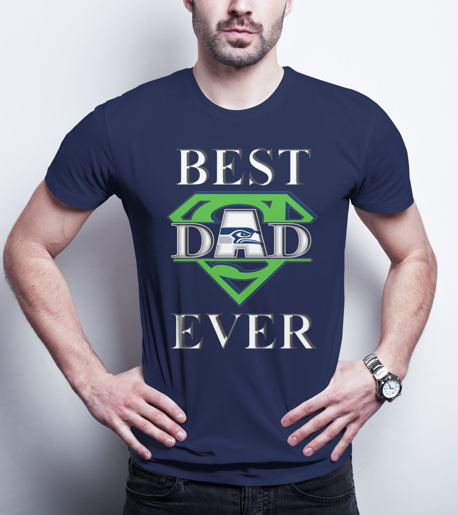 Seahawks Best Dad Ever Superhero T-Shirt