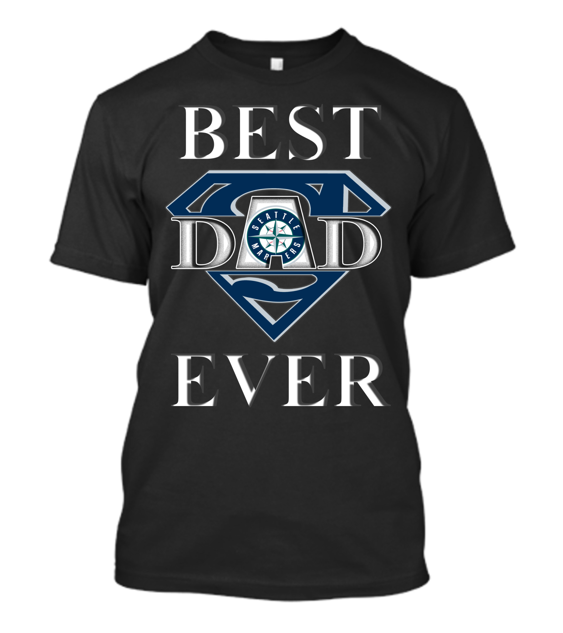 Best Dad Ever Seattle Mariners Logo Super Dad Badge T-Shirt