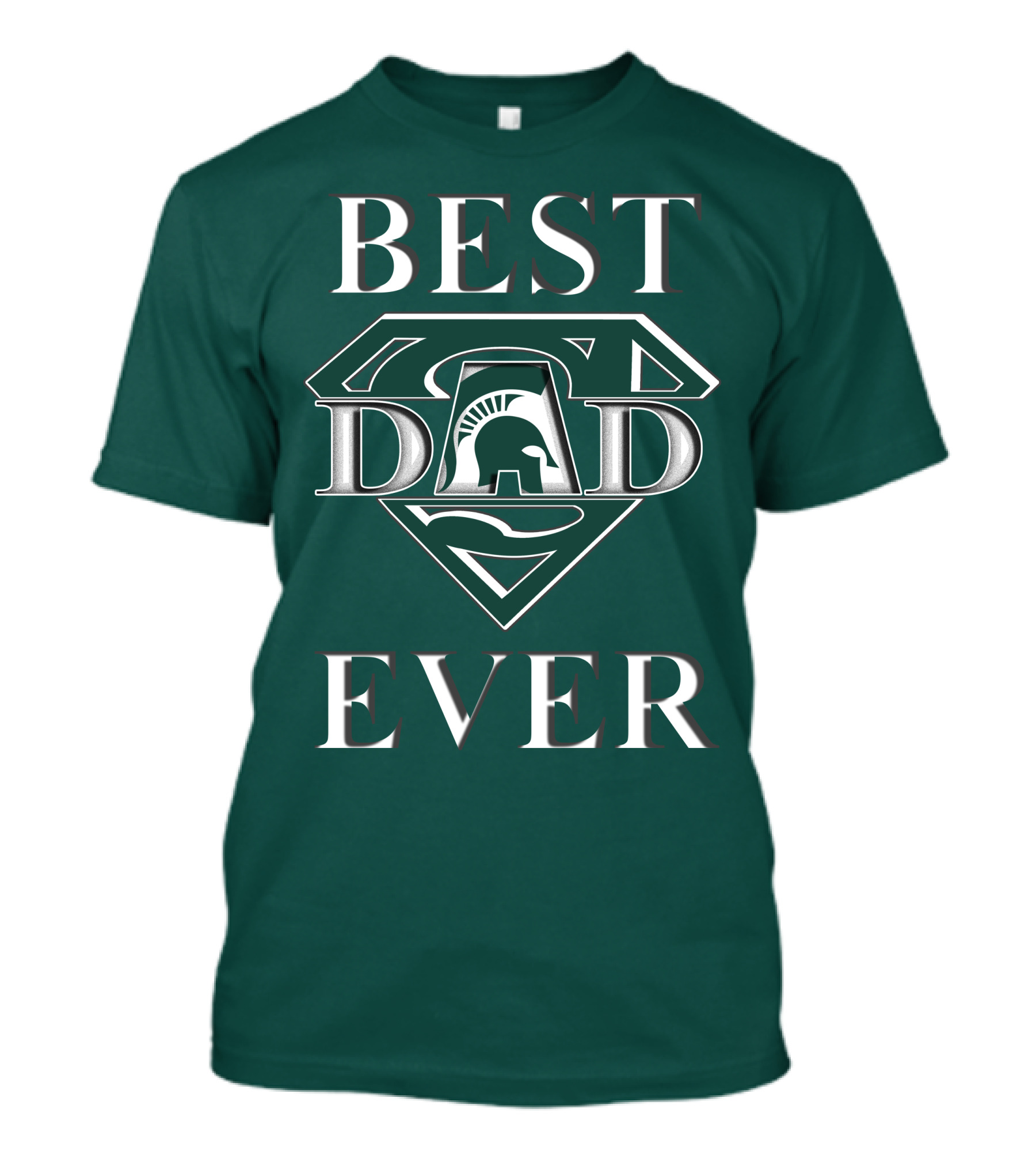 Michigan State Spartans Best Dad Ever Spartan Logo Superhero Badge T-Shirt
