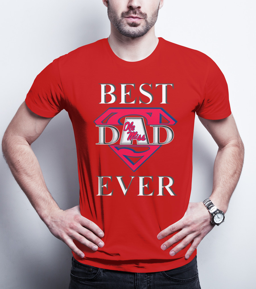 Ole Miss Best Dad Ever Superman T-Shirt