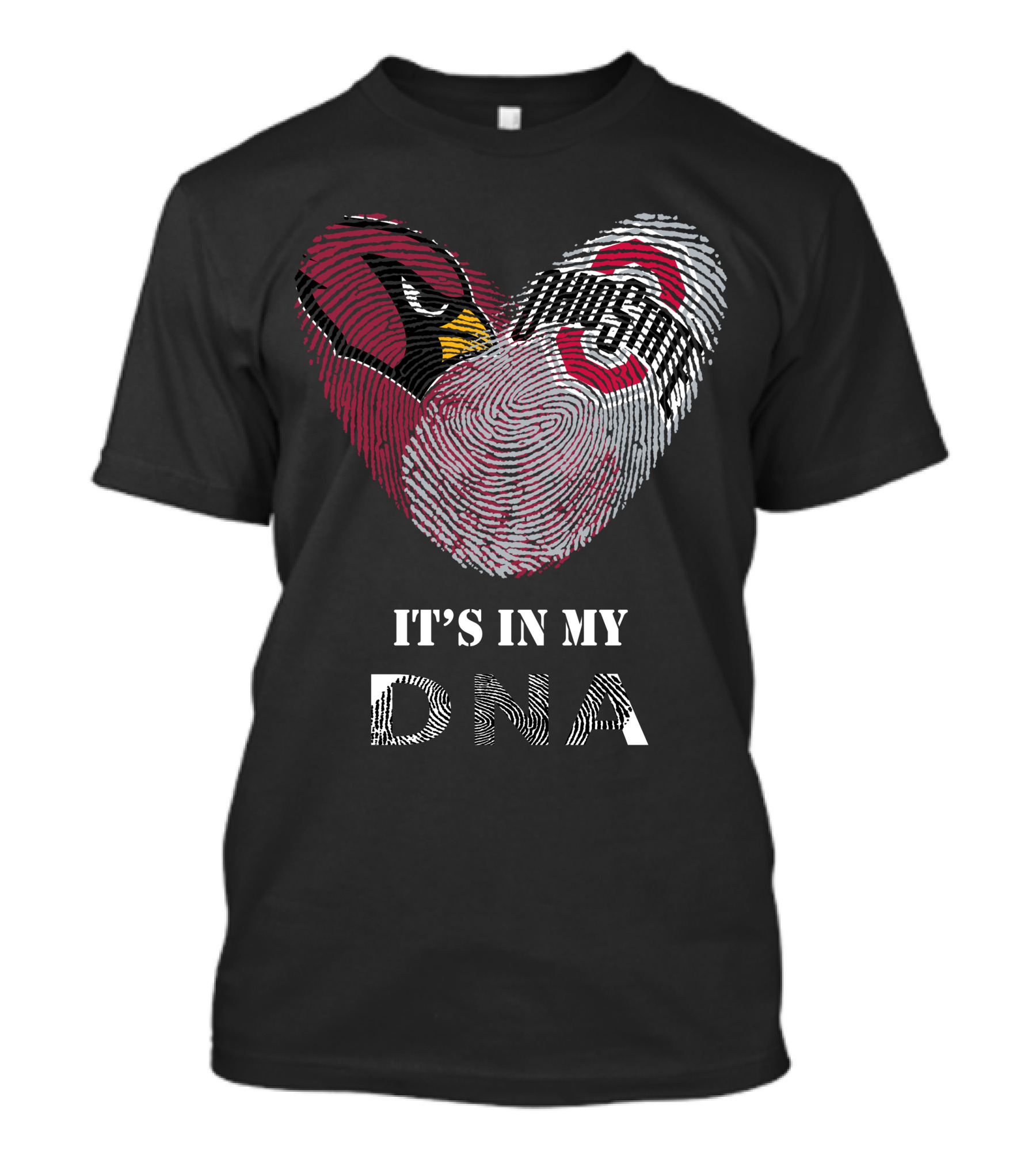 Cardinals Ohio State Buckeyes It's In My Dna Heart Fingerprint T-Shirt