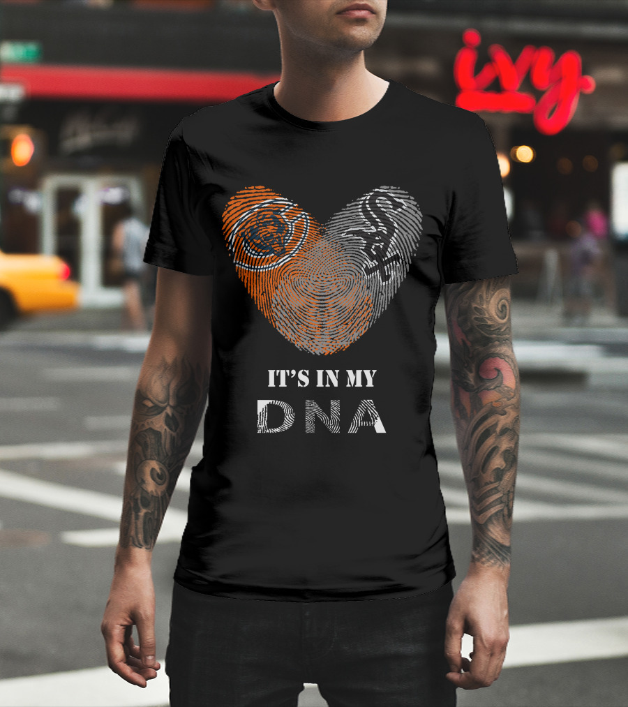 Chicago Bears White Sox It's In My DNA Fingerprint Heart T-Shirt