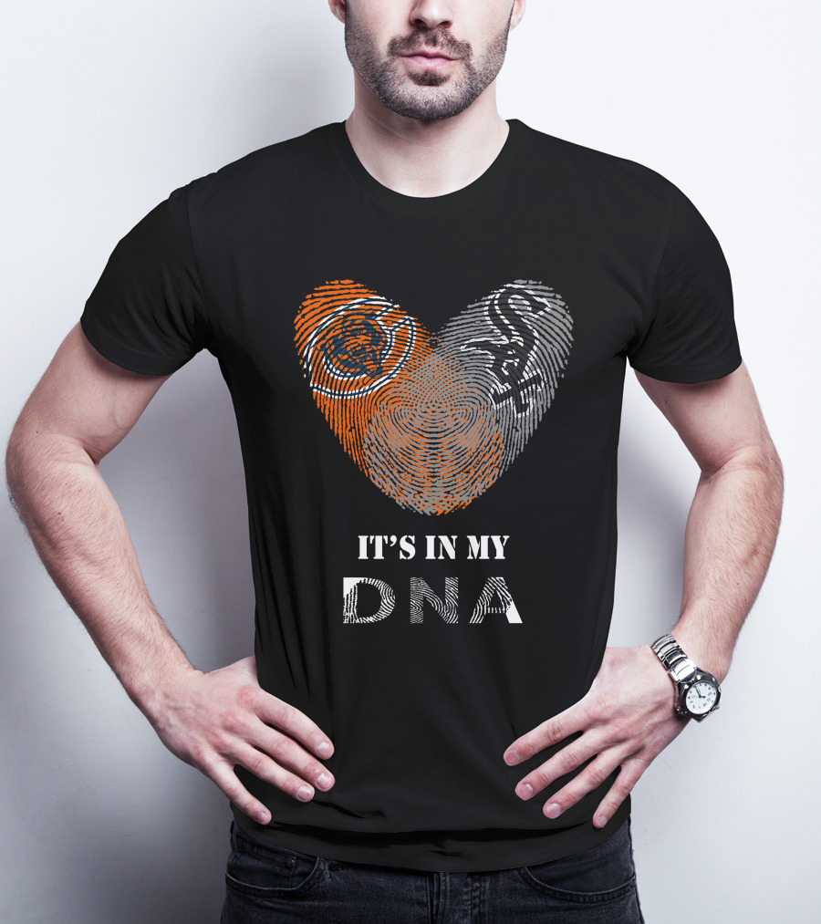 Chicago Bears White Sox It's In My DNA Fingerprint Heart T-Shirt