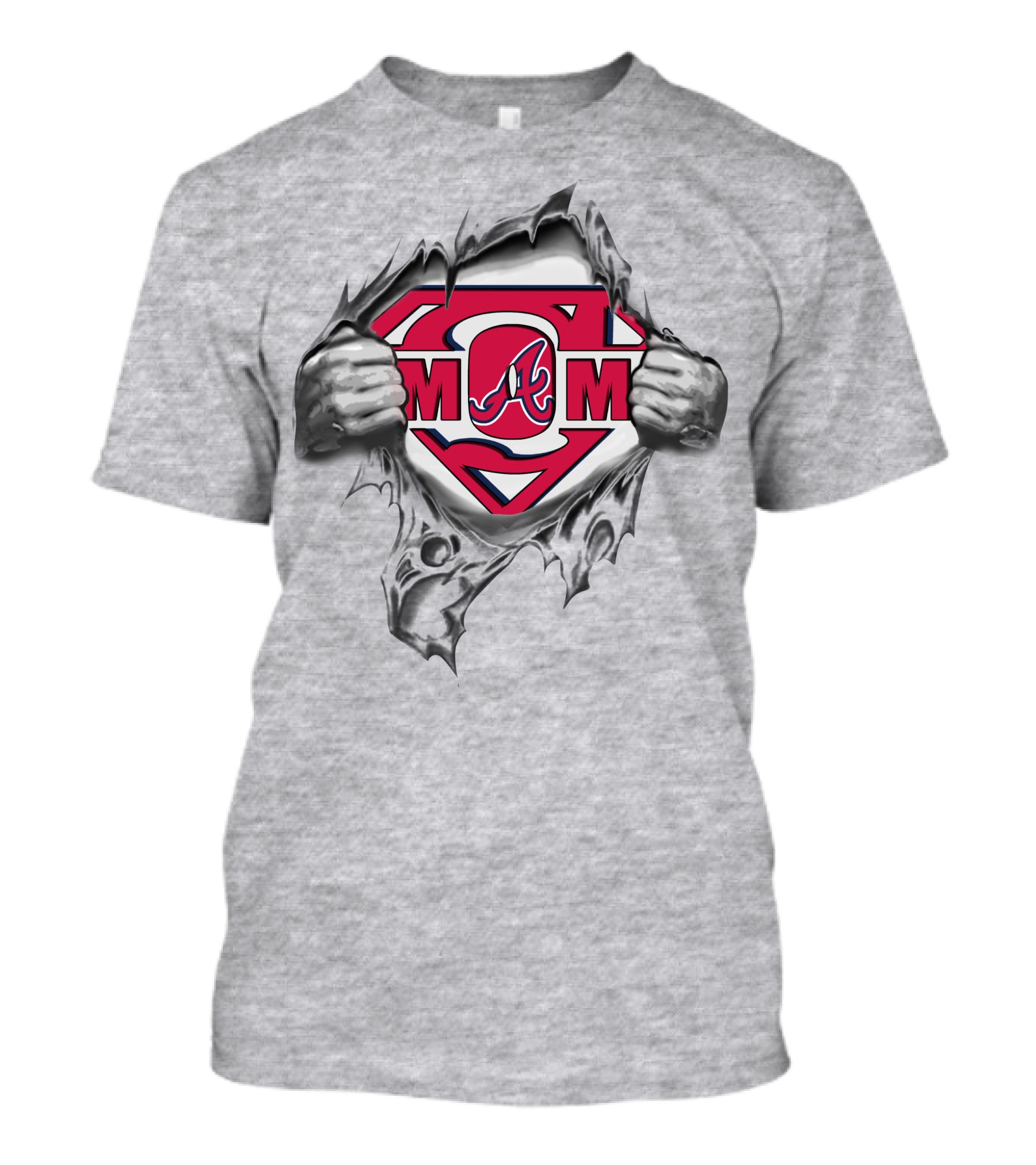Braves Super MOM Logo A Inside Superman Chest Rip T-Shirt
