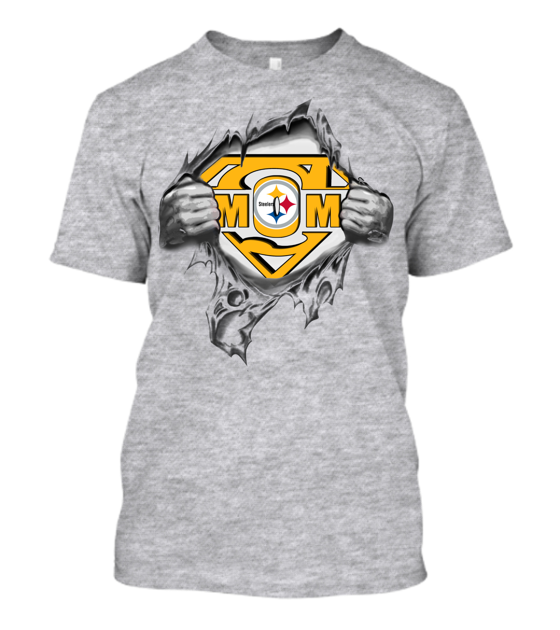 Steelers Super Mom Logo Ripped T-Shirt