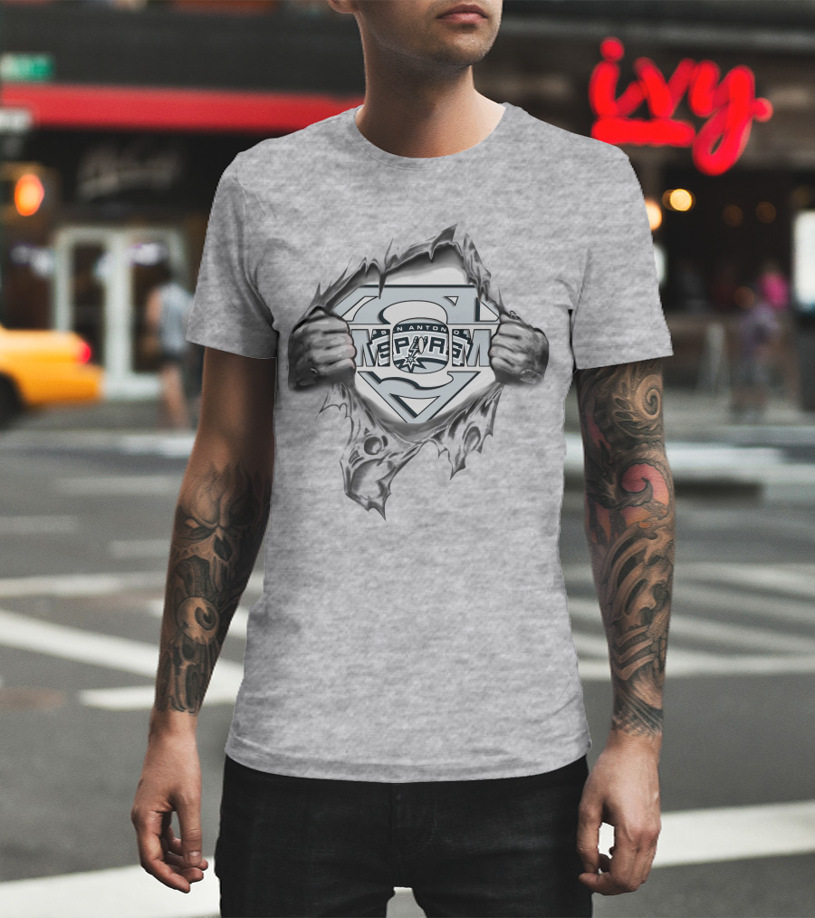 San Antonio Spurs Superman Style Logo Rip T-Shirt