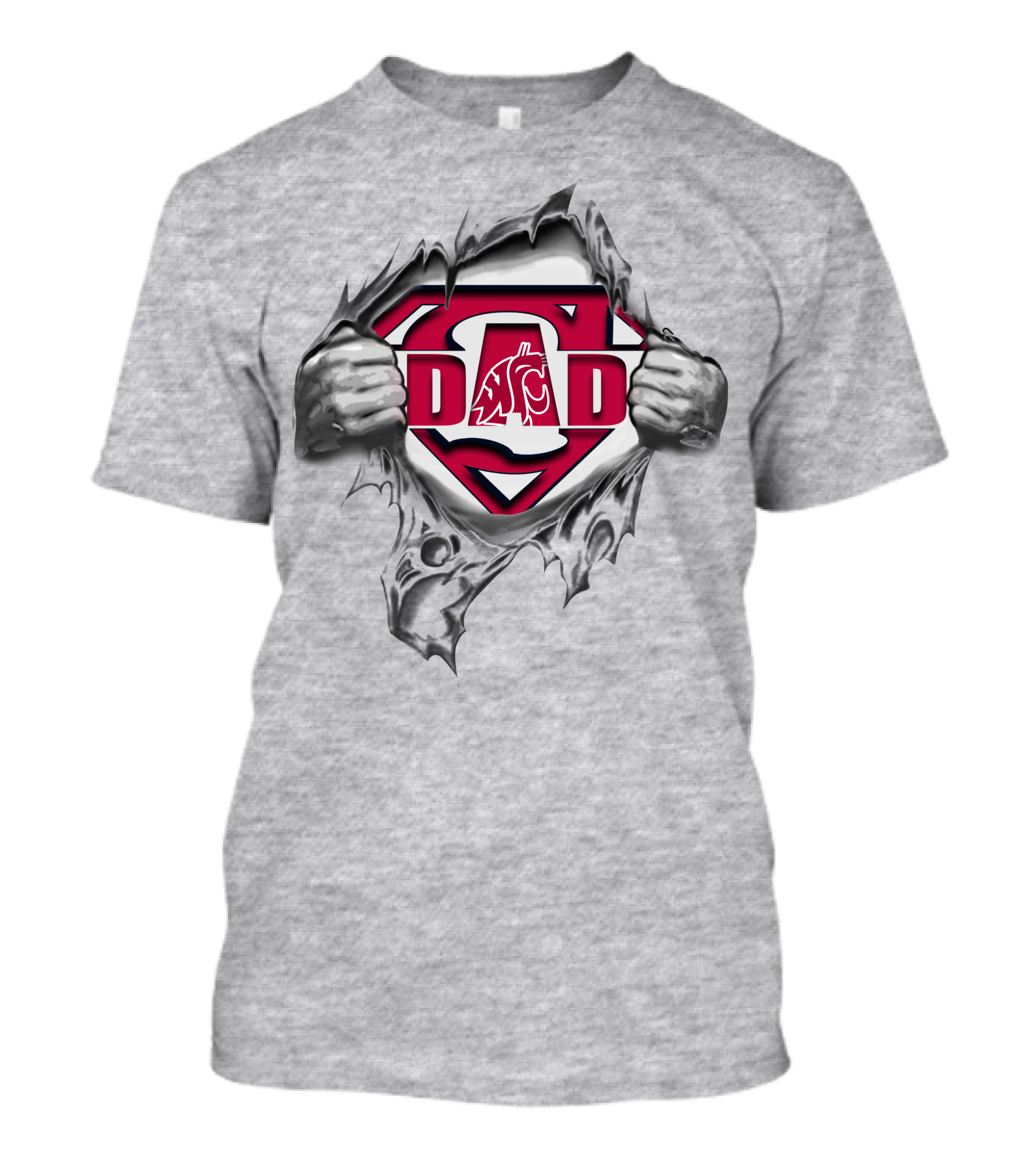 Washington State Cougars Super Dad Logo With Superman Motif T-Shirt