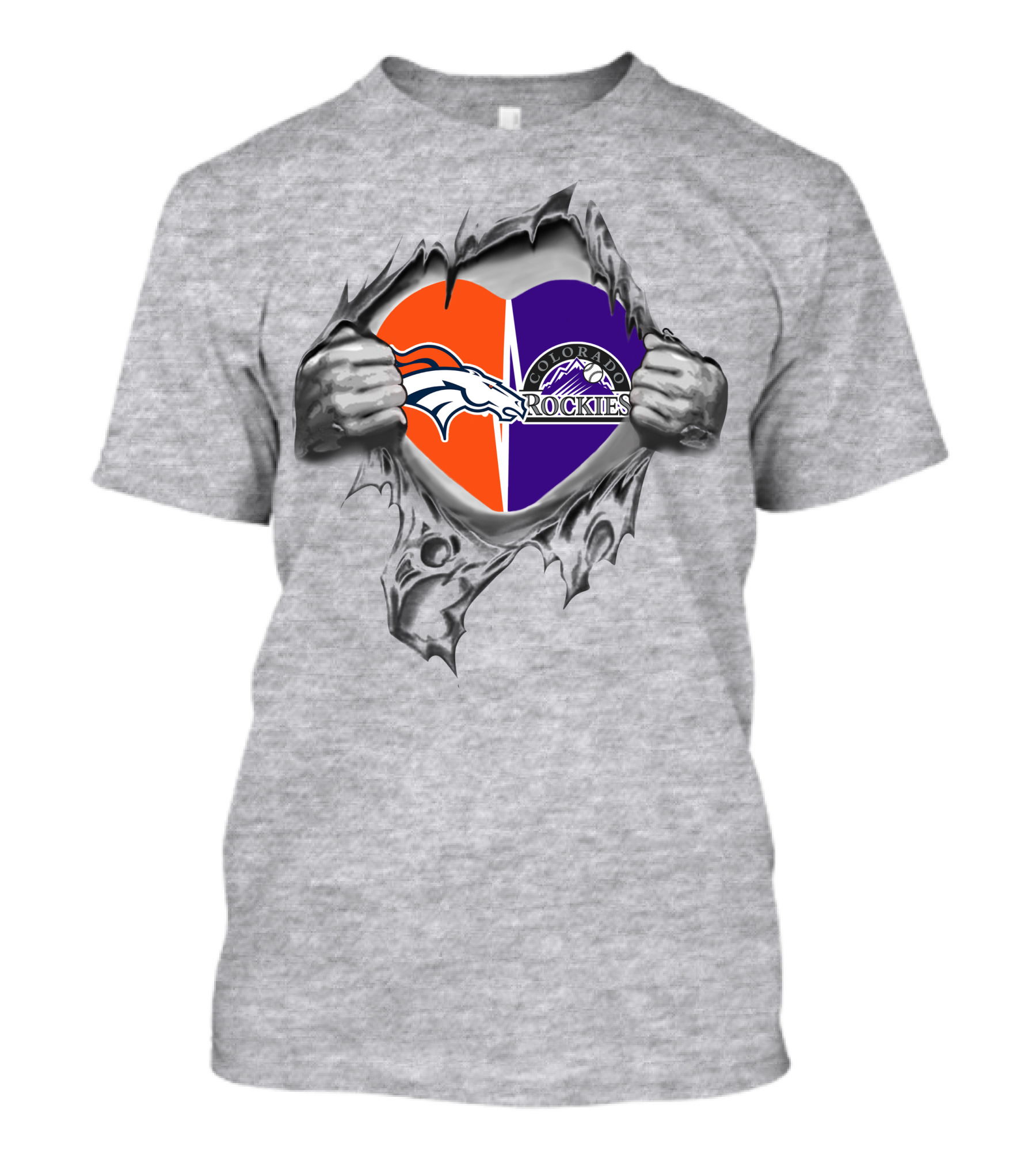 Denver Broncos Colorado Rockies Heart Emblem Passion T-Shirt