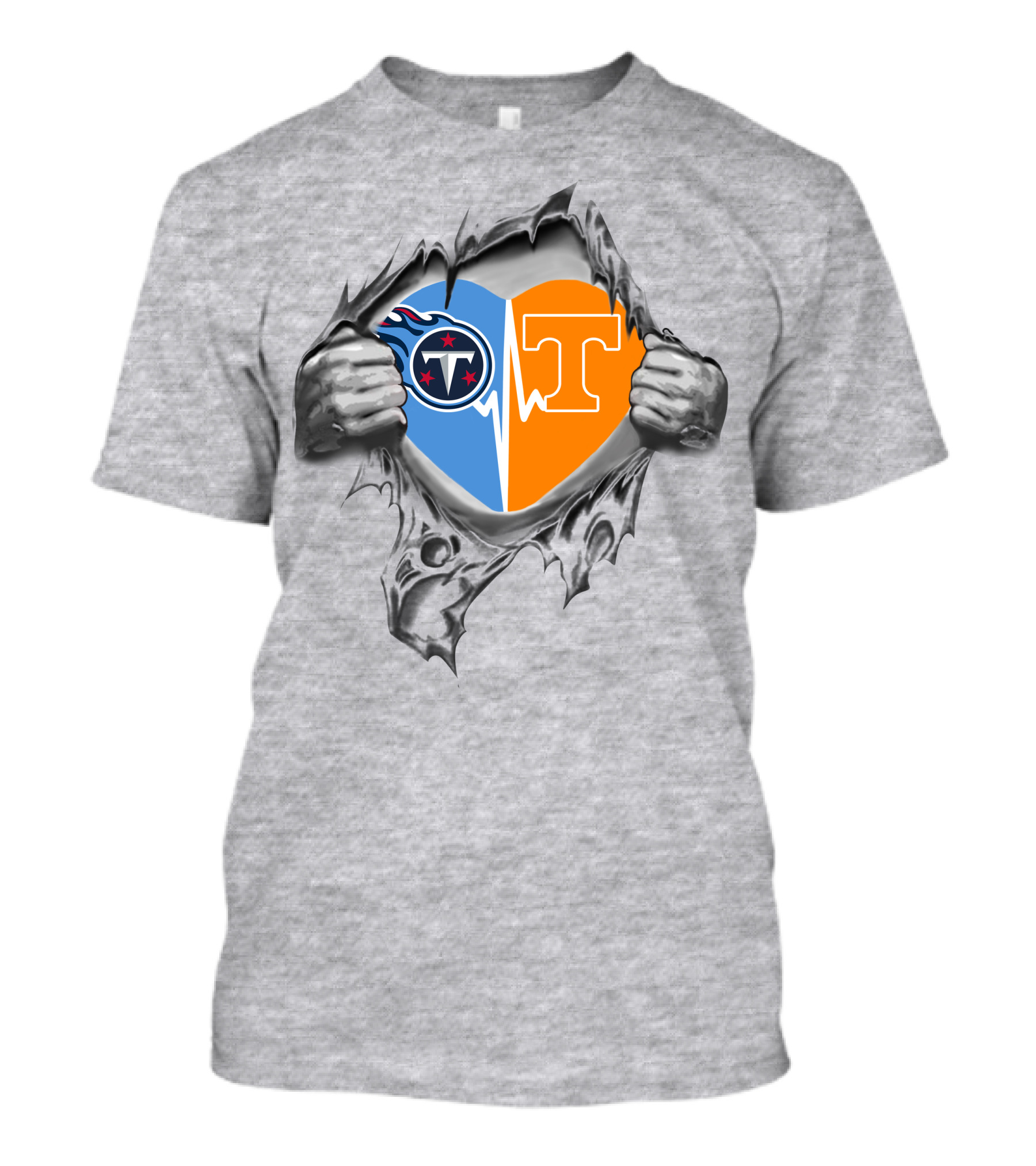 Titans Tennessee Volunteers Heartbeat Logo Fusion T-Shirt