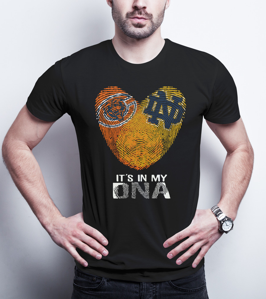 Bears Notre Dame Fingerprint Heart It's In My DNA T-Shirt