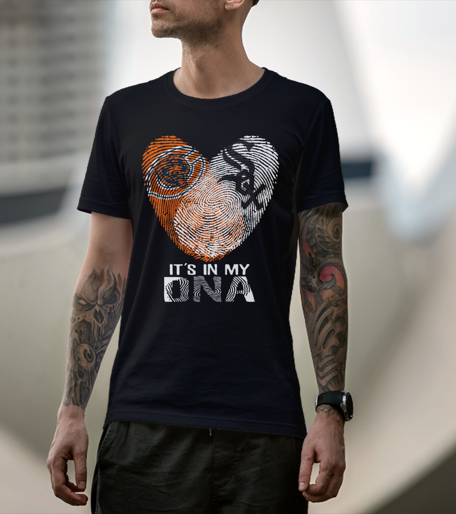 Bears White Sox It's In My Dna Fingerprint Heart T-Shirt