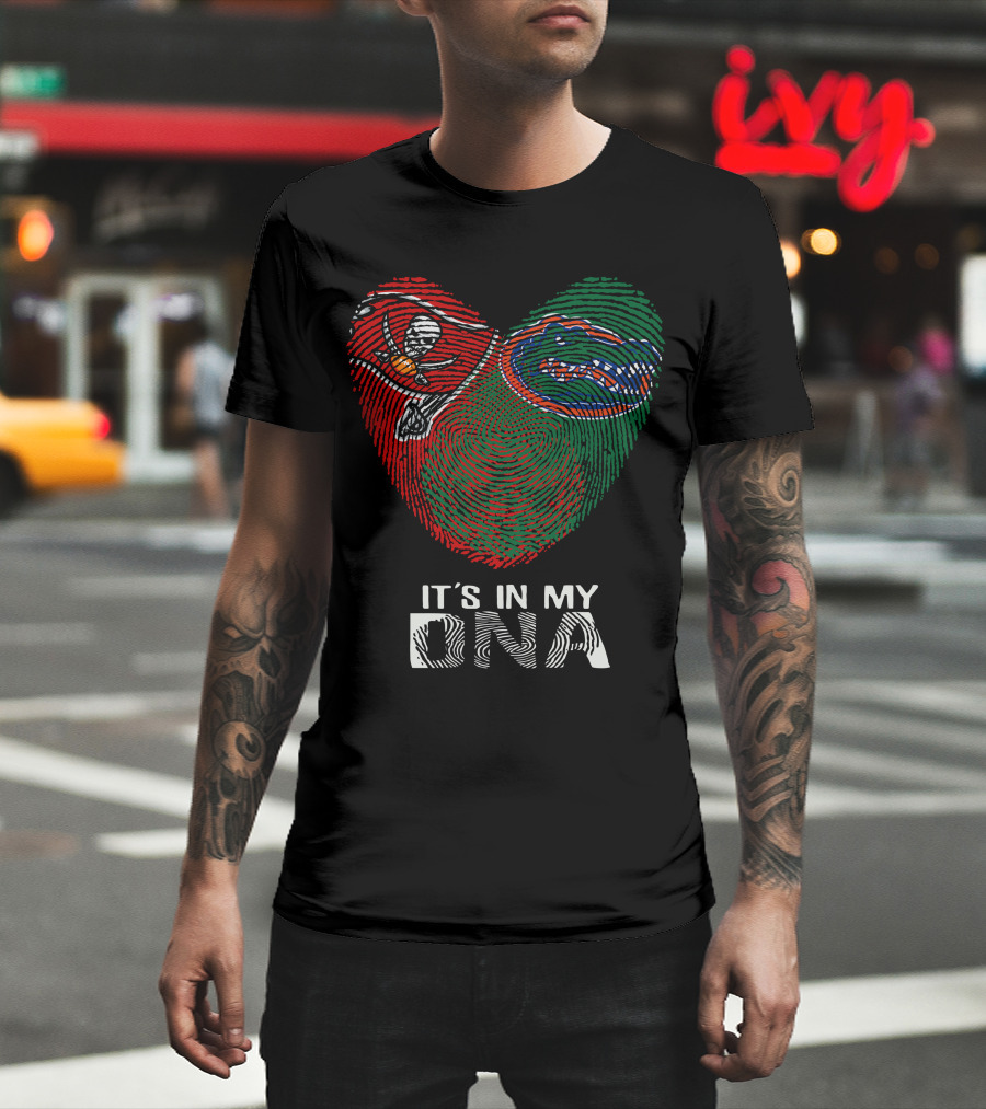 Buccaneers Gators Fingerprint Heart It's In My DNA T-Shirt