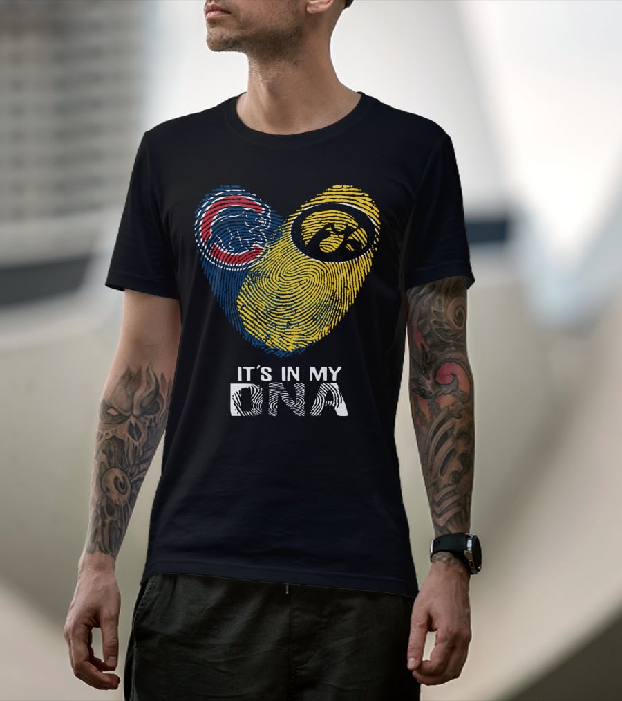 Cubs Iowa It's In My DNA Fingerprint With Chicago And Hawkeyes T-Shirt
