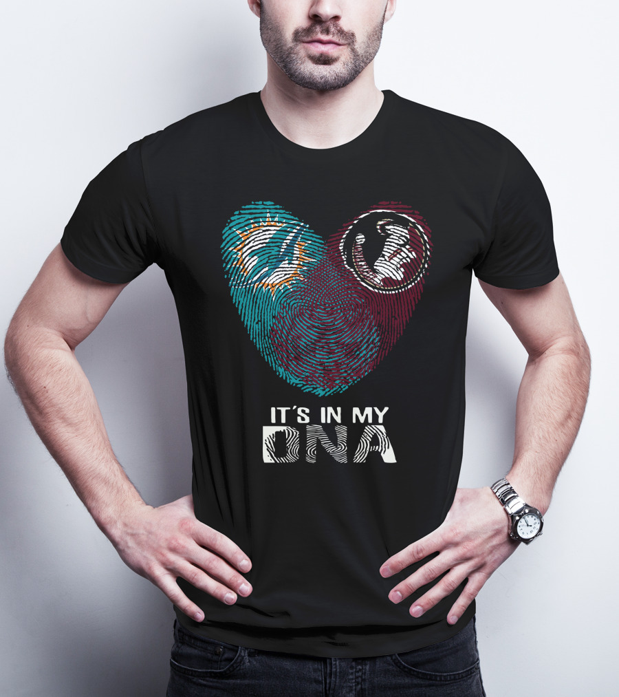 Miami Dolphins Florida State Seminoles It's In My Dna Fingerprint T-Shirt