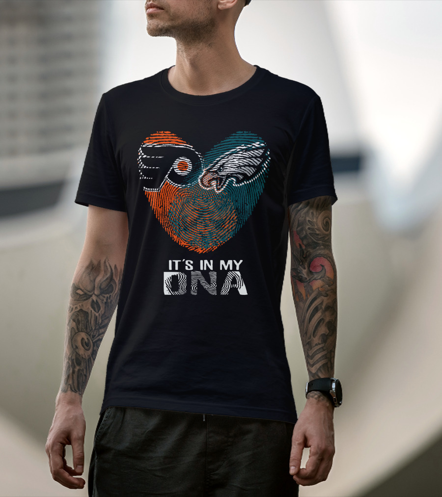 Eagles Flyers It's In My DNA Fingerprint Heart T-Shirt