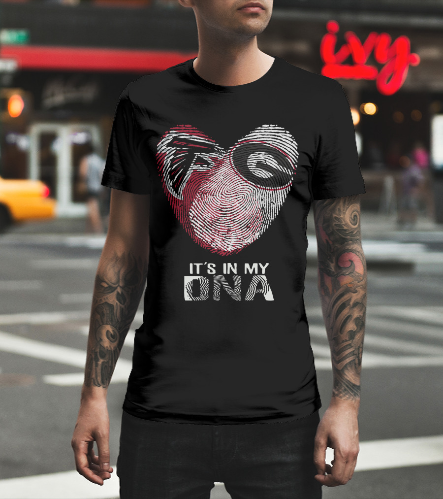 Falcons Bulldogs Heart Fingerprint It's In My DNA T-Shirt