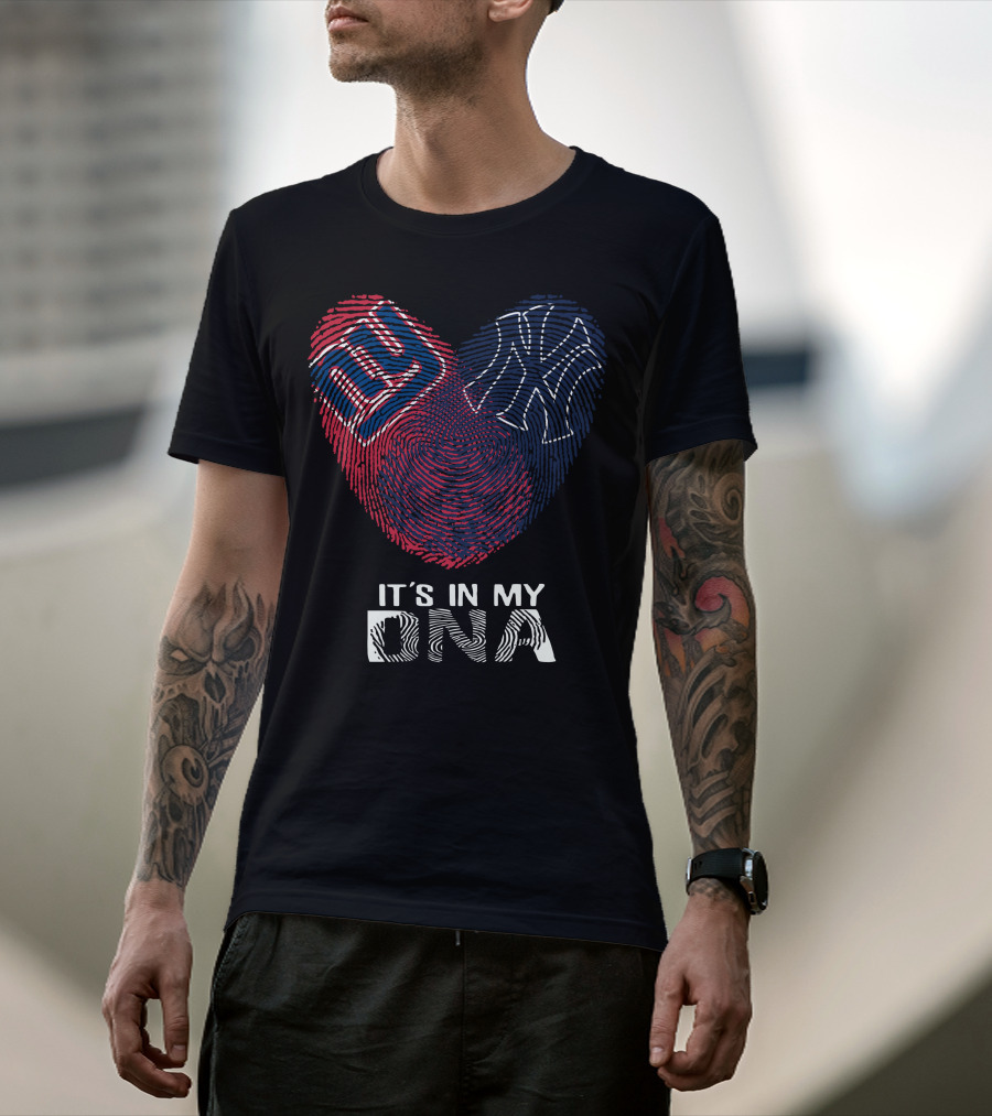 Giants Yankees It's In My DNA Fingerprint Heart T-Shirt