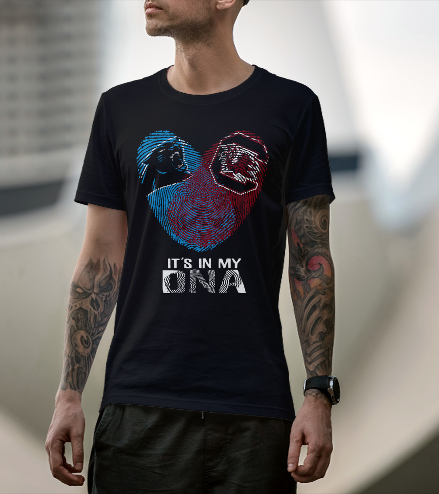 Panthers Gamecocks Fingerprint Heart It's In My Dna T-Shirt