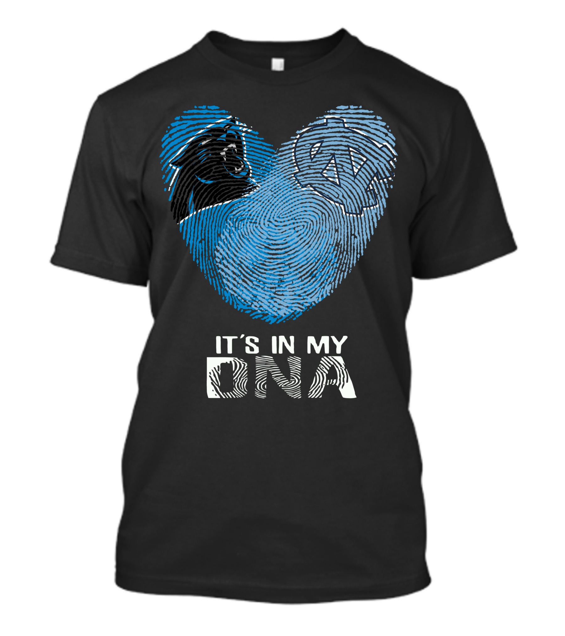 Panthers Tar Heels It's In My Dna Fingerprint Heart T-Shirt