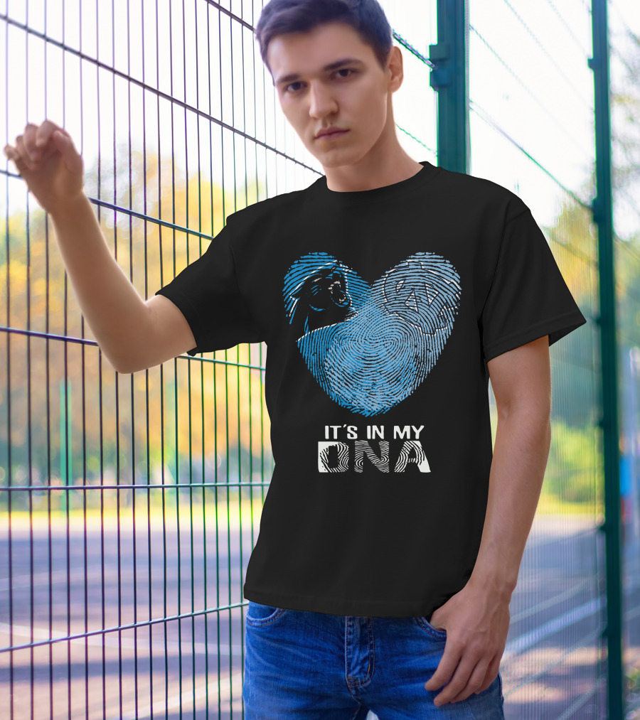 Panthers Tar Heels It's In My Dna Fingerprint Heart T-Shirt