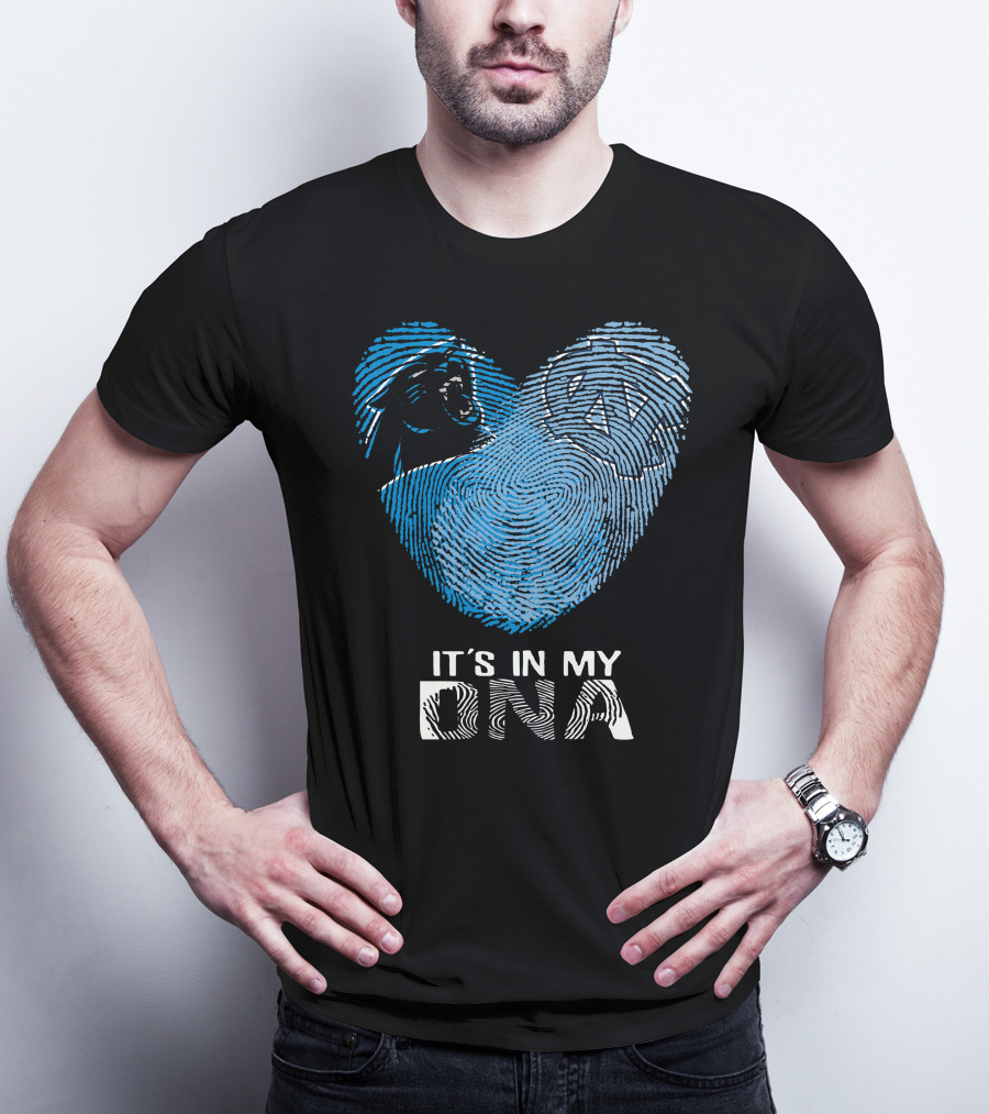 Panthers Tar Heels It's In My Dna Fingerprint Heart T-Shirt