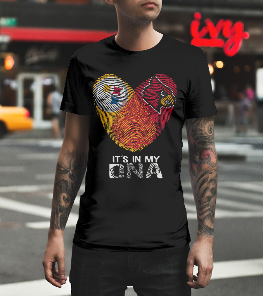 Steelers Cardinals It's In My Dna Football Team Pride Fingerprint T-Shirt