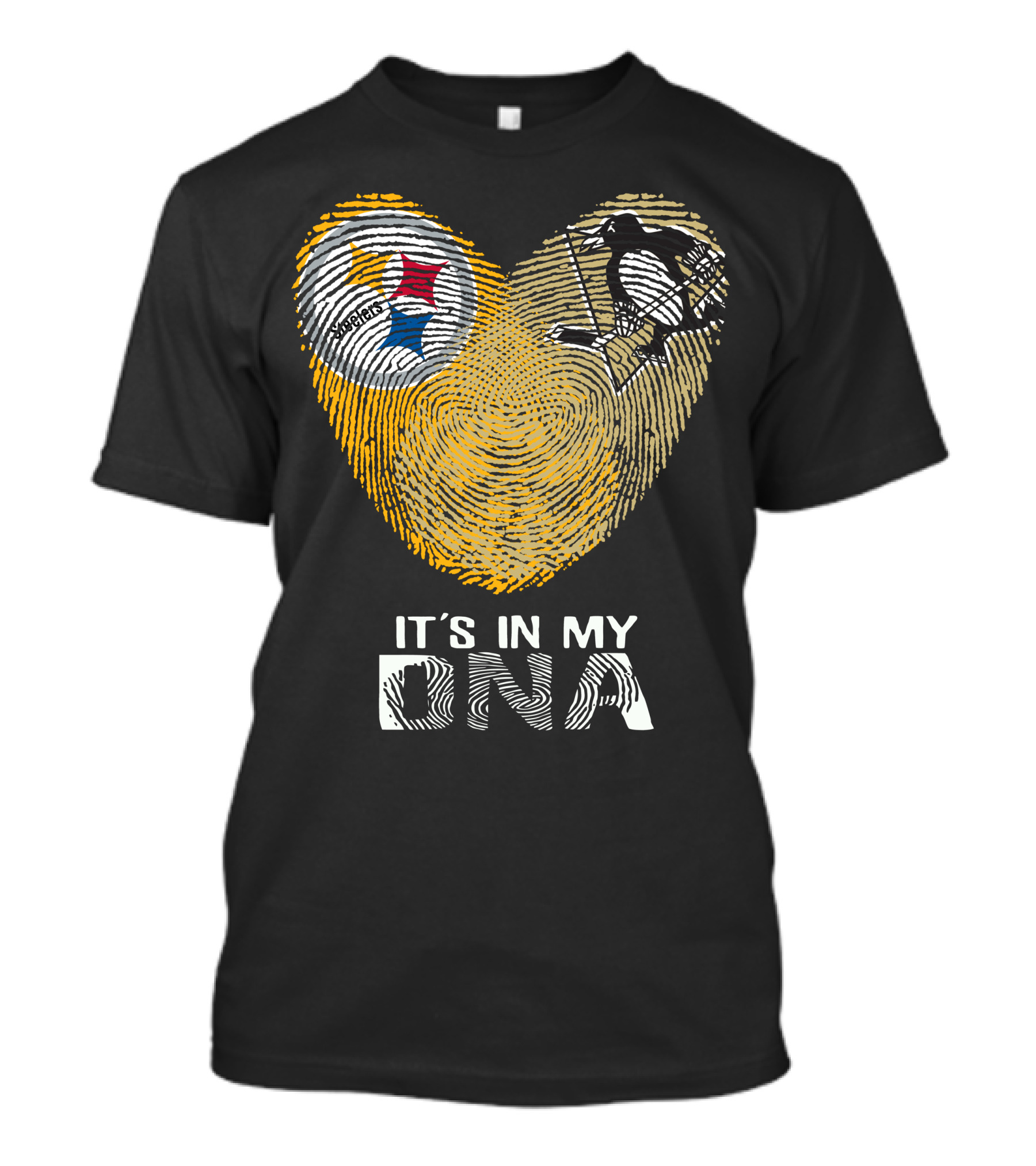 Steelers Penguins Heart It's In My Dna Fingerprint T-Shirt