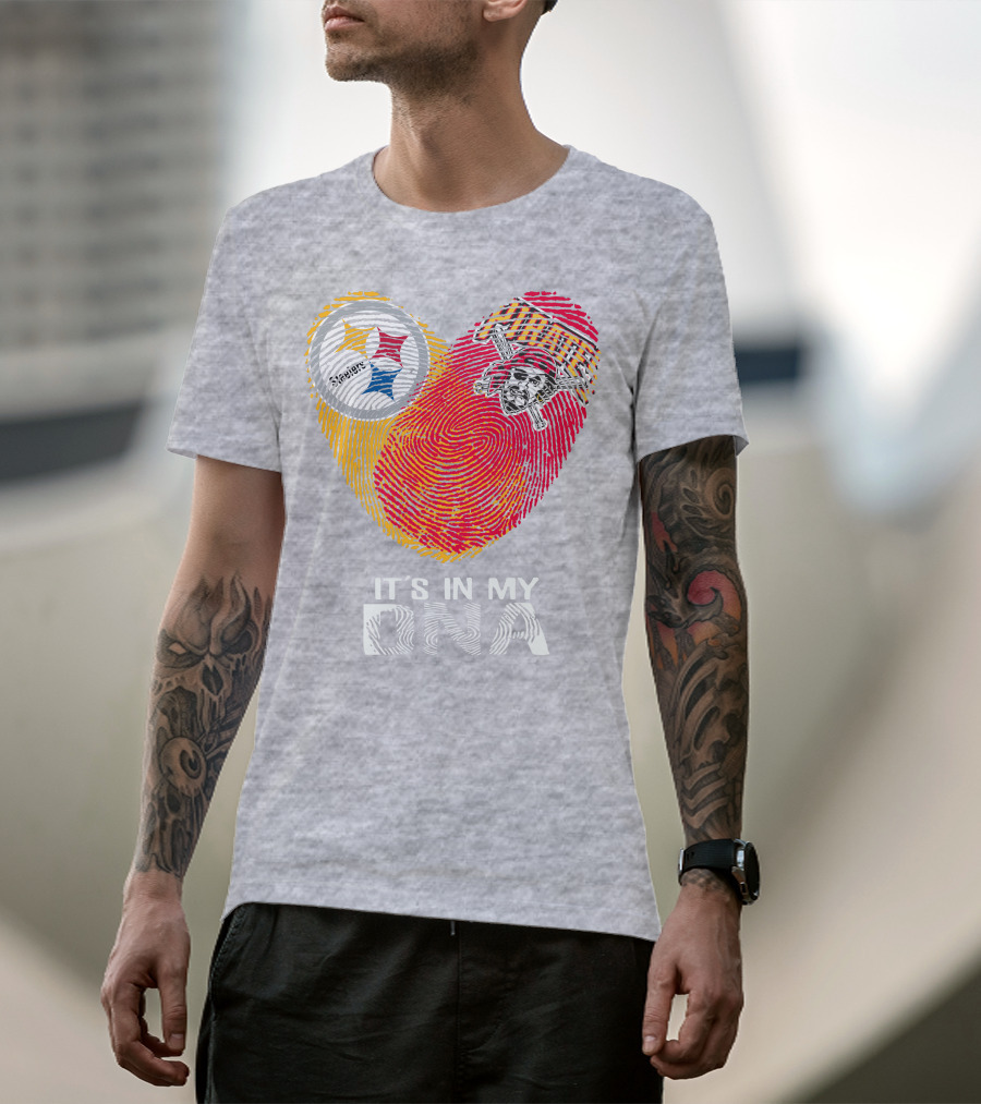 Steelers Pirates It's In My Dna Fingerprint Heart T-Shirt