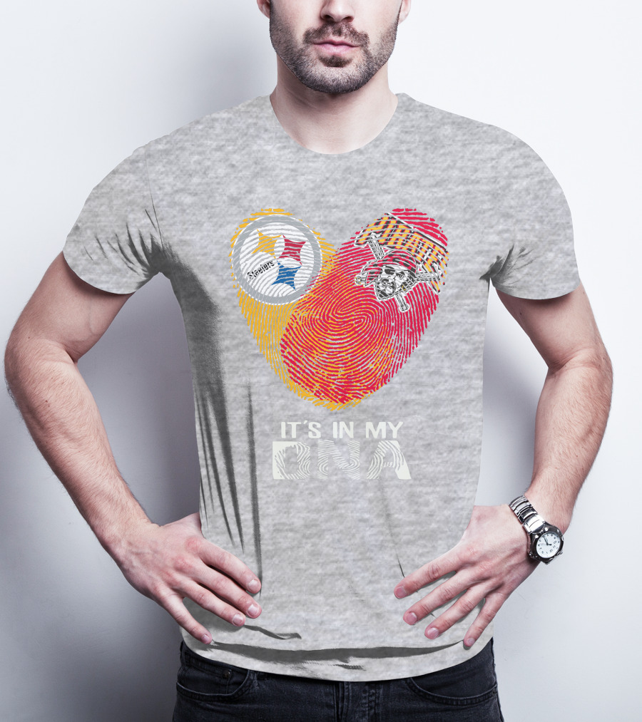 Steelers Pirates It's In My Dna Fingerprint Heart T-Shirt