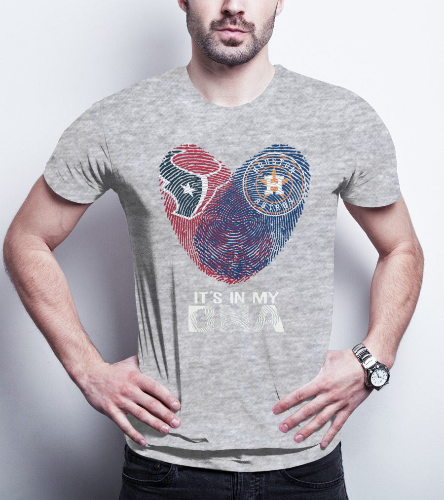 Texans Astros It's In My DNA Fingerprint Heart T-Shirt