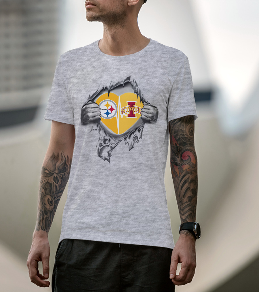 Steelers Iowa State Heart With Torn Hands T-Shirt