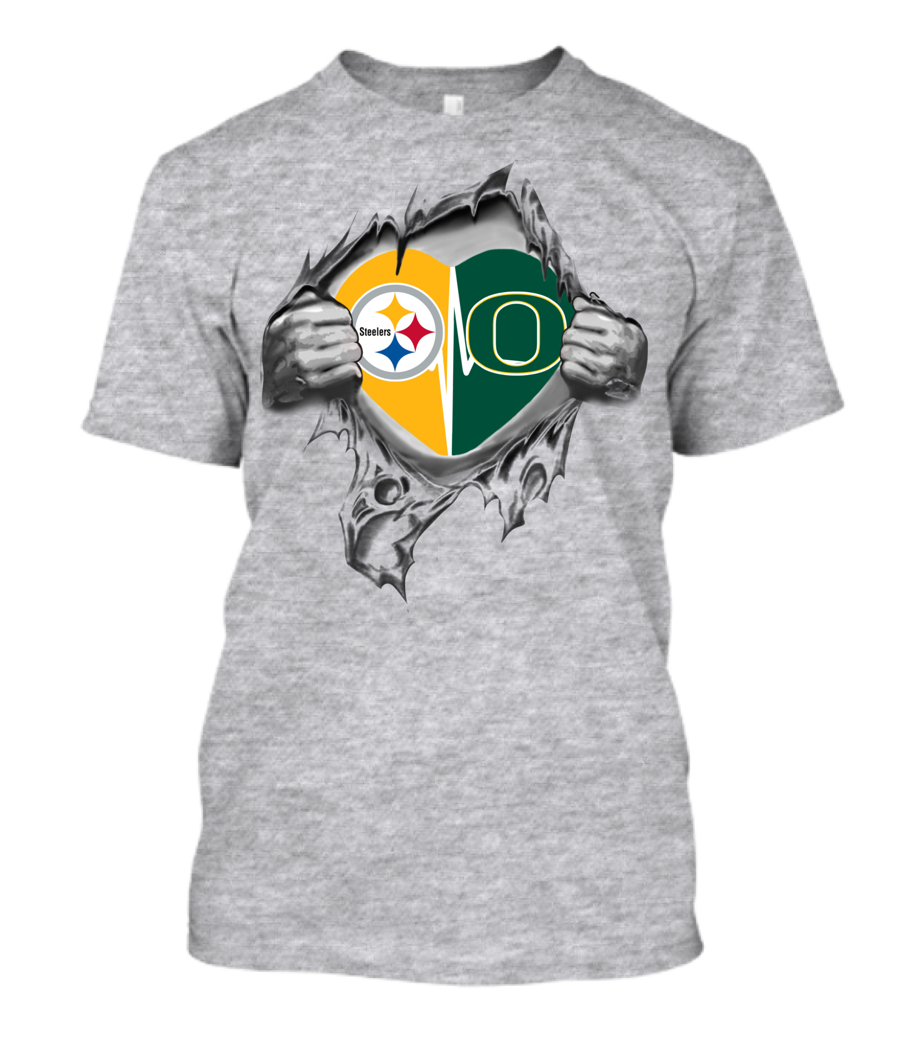 Steelers Oregon Ducks Heart Logo Fusion T-Shirt