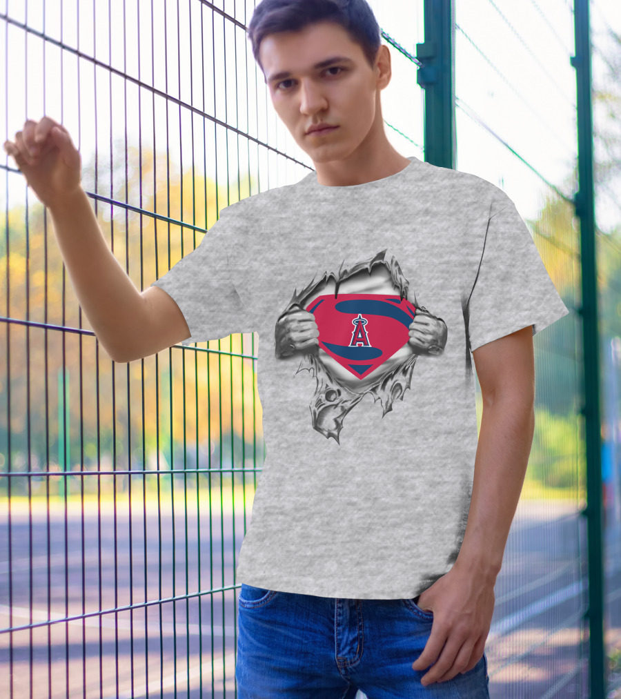 Angels Superman Style Emblem With S Shield Tear T-Shirt