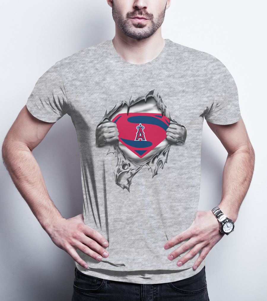 Angels Superman Style Emblem With S Shield Tear T-Shirt