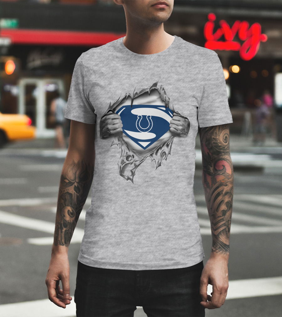 Colts Logo Superman Shield Rip T-Shirt